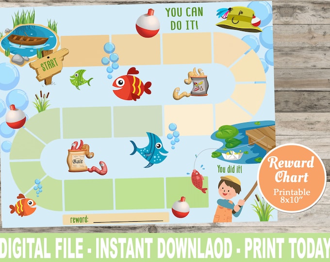 Printable Fishing Reward Chart | Behavior Chart | Kids Routine Chore ...