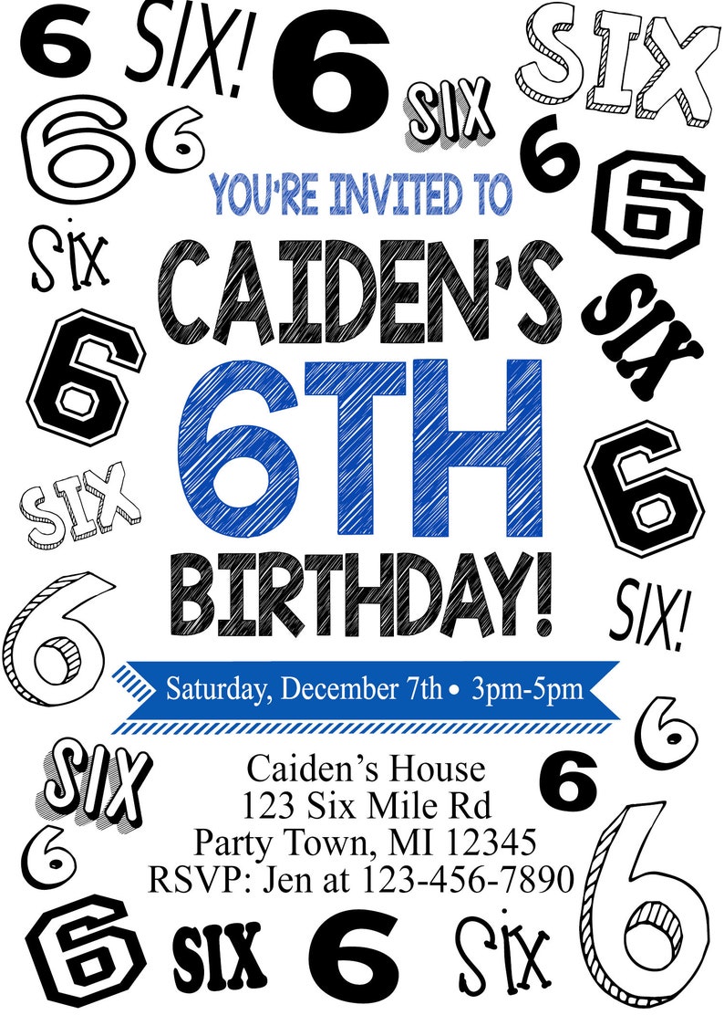 Boys Birthday Party Invitation Number Personalized Digital - Etsy