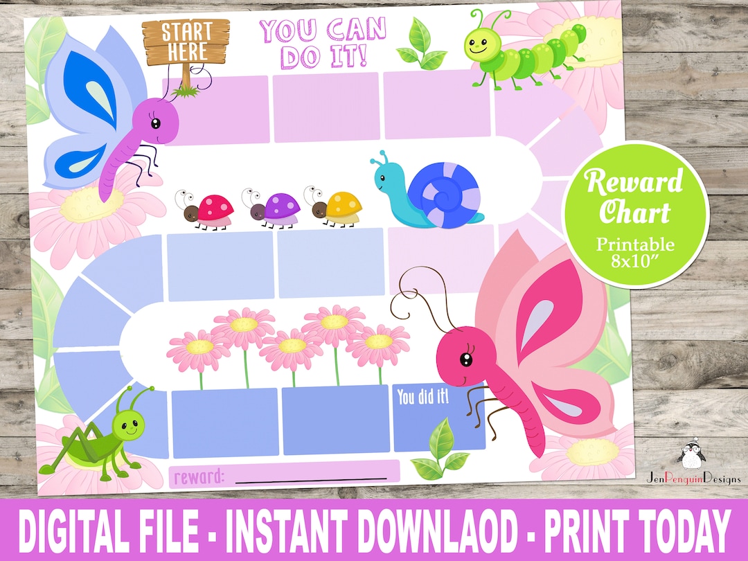 Printable Butterfly Reward Chart | Behavior Chart | Kids Routine Chore ...