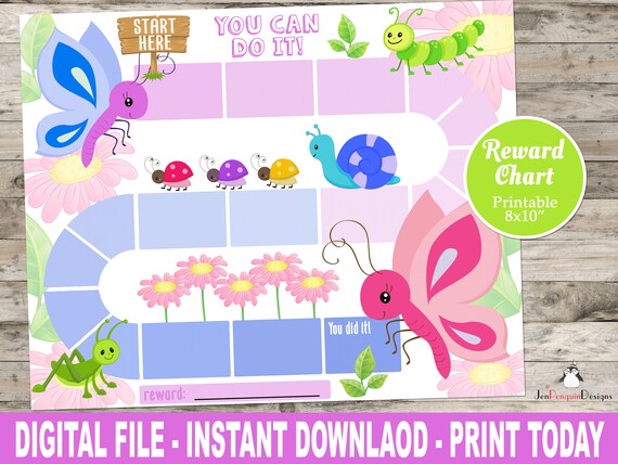 Printable Butterfly Reward Chart Behavior Chart Kids | Etsy