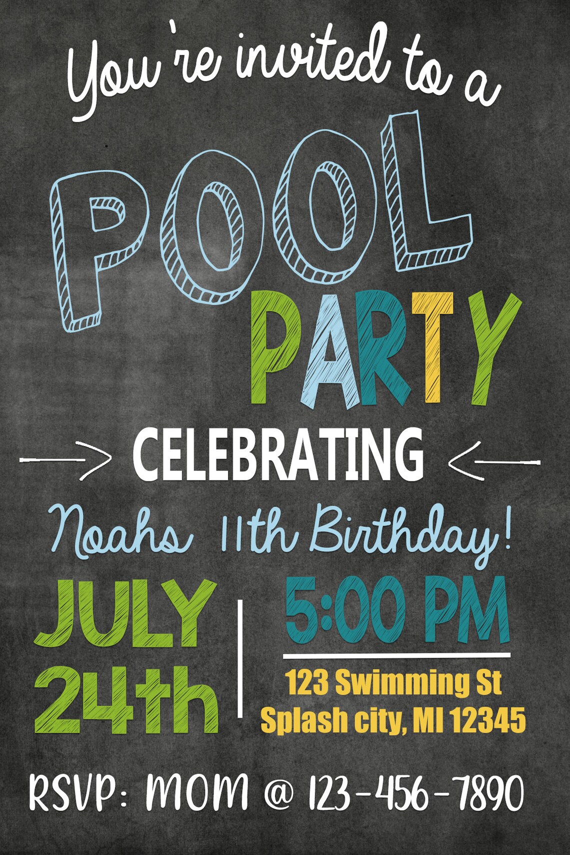 POOL PARTY Invitation Girls or Boys You Pick digital | Etsy