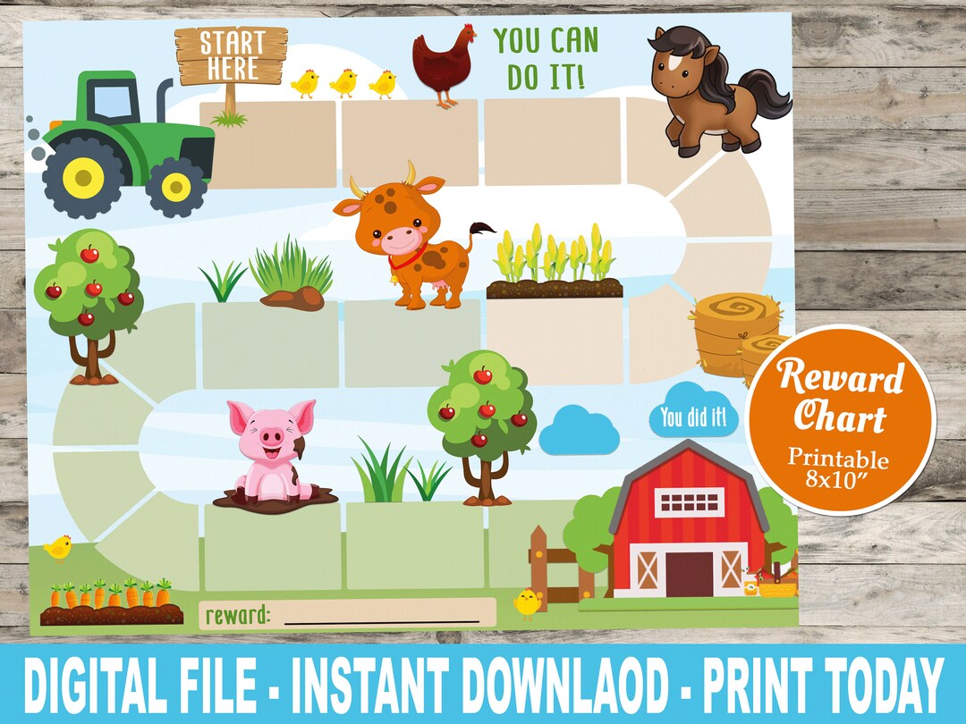 Farm Reward Chart | Behavior Chart | Kids Routine Chore Chart | Boy ...