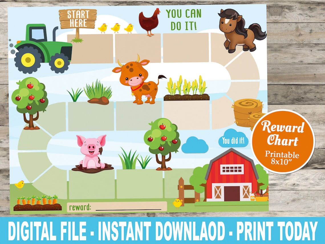 Farm Reward Chart | Behavior Chart | Kids Routine Chore Chart | Boy ...