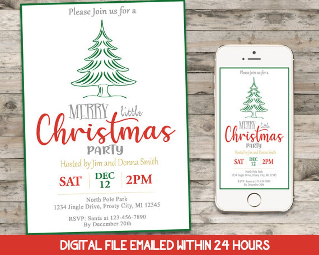 Christmas Holiday Party Invitation, Digital, Tree, Evite, Digital File ...