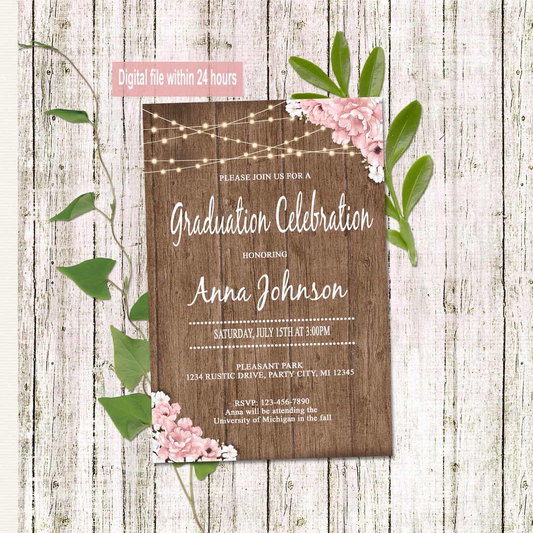 Rustic Graduation Invitation Digital - Etsy
