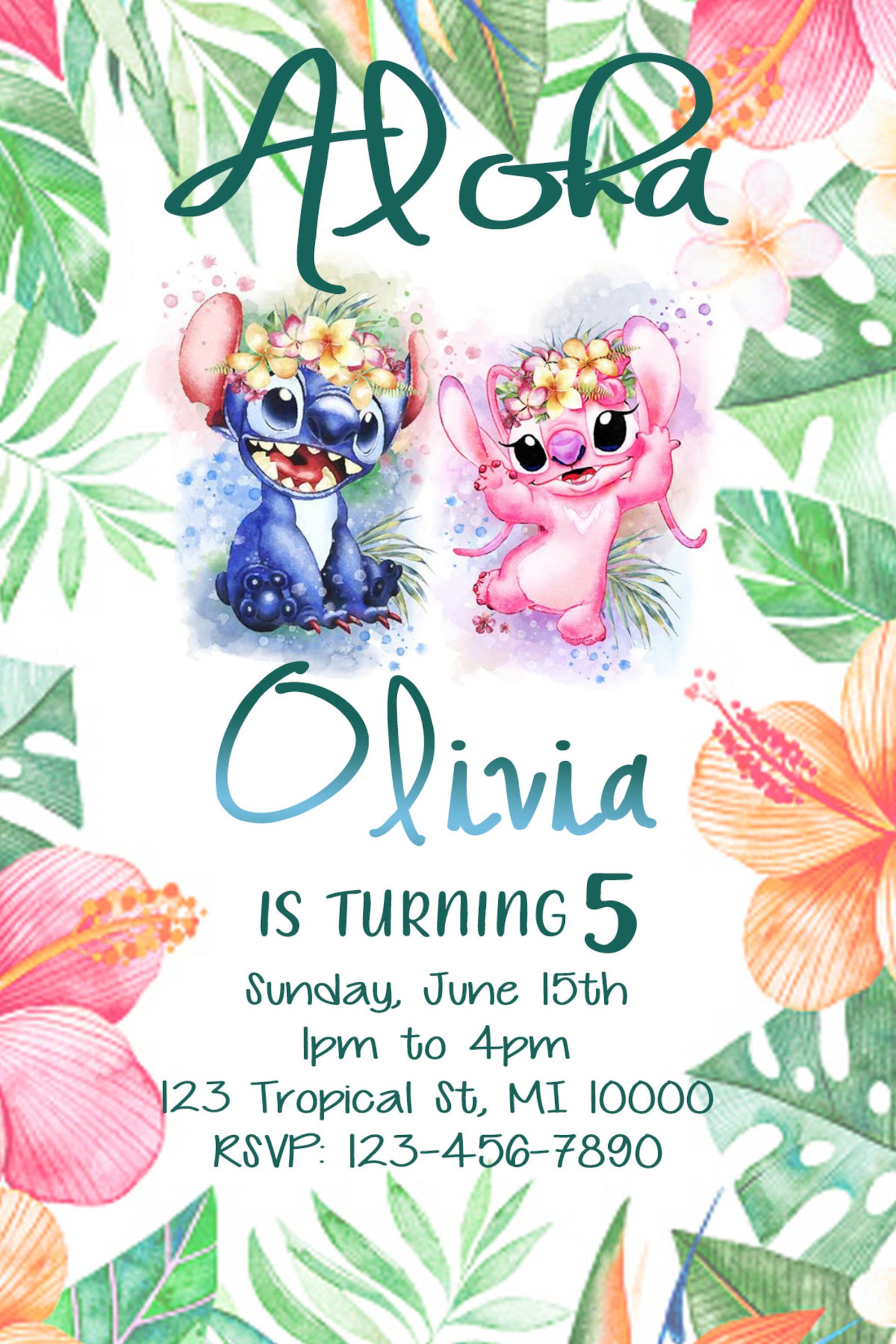 Invitación Stitch y Angel Cumpleaños Fiesta invitación - Etsy México