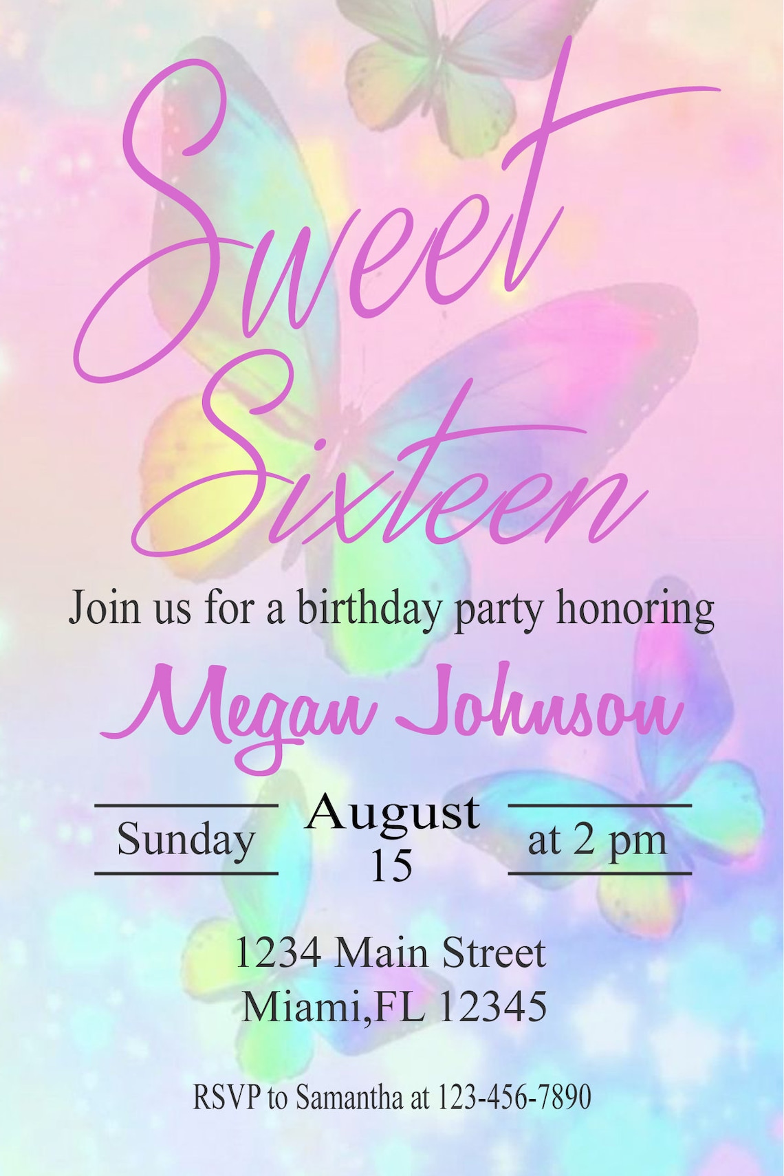 Sweet 16 Birthday Party Invitation Digital | Etsy