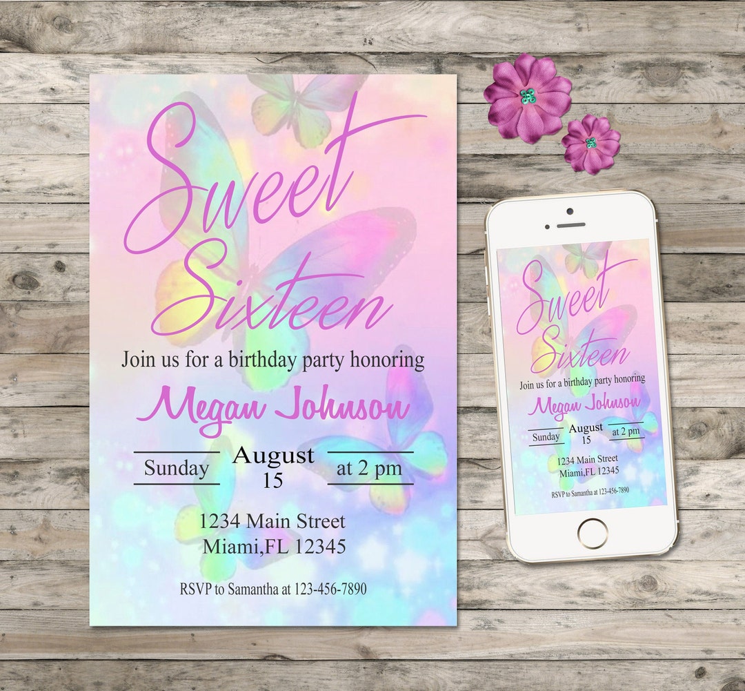 Sweet 16 Birthday Party Invitation Digital - Etsy