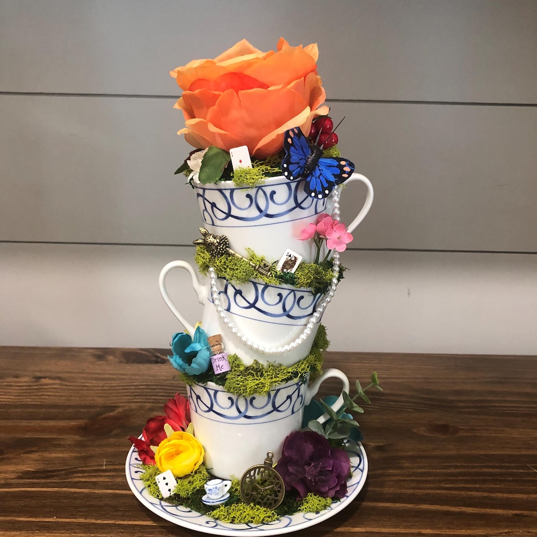 Alice in Wonderland, Mad Hatter, Tea Party Centerpiece, Teacup, Bridal ...