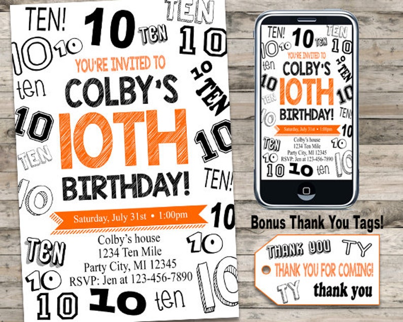 Boys Birthday Party Invitation, Number, Personalized, Digital, Any Age ...