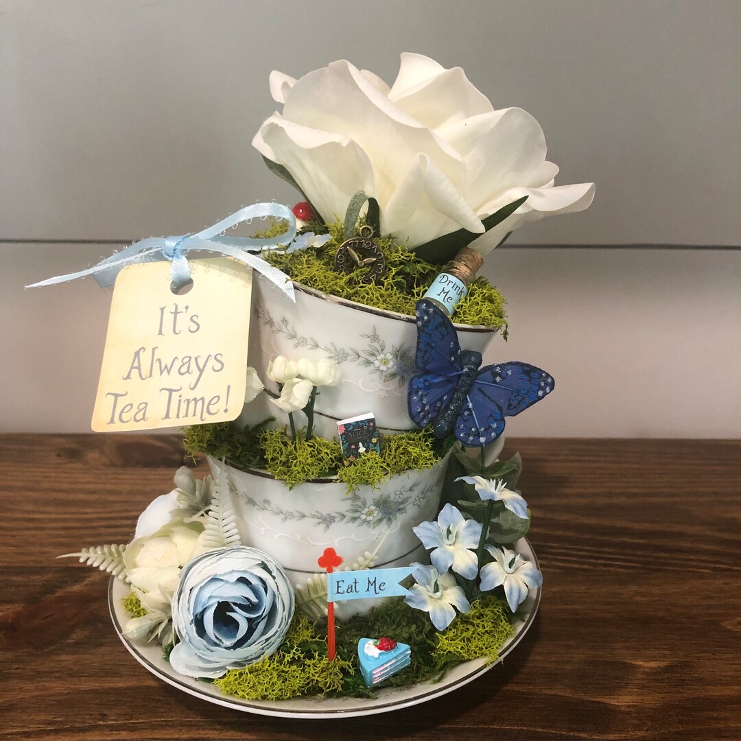 Alice in Wonderland, Mad Hatter, Tea Party Centerpiece, Teacup, Bridal ...