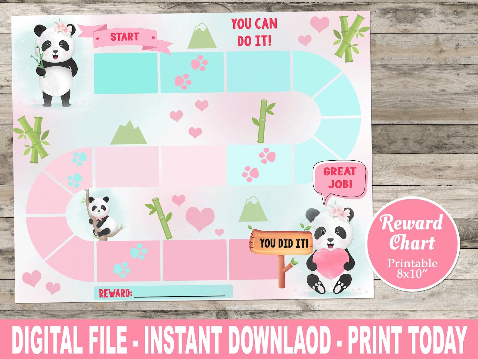 Printable Panda Reward Chart Behavior Chart Kids Routine | Etsy