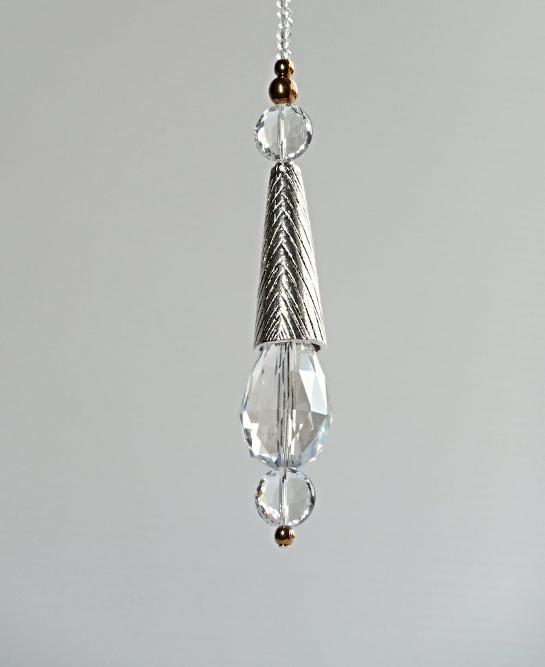 Crystal Suncatcher, Modern Styling in Crystal and Silver, Long and ...