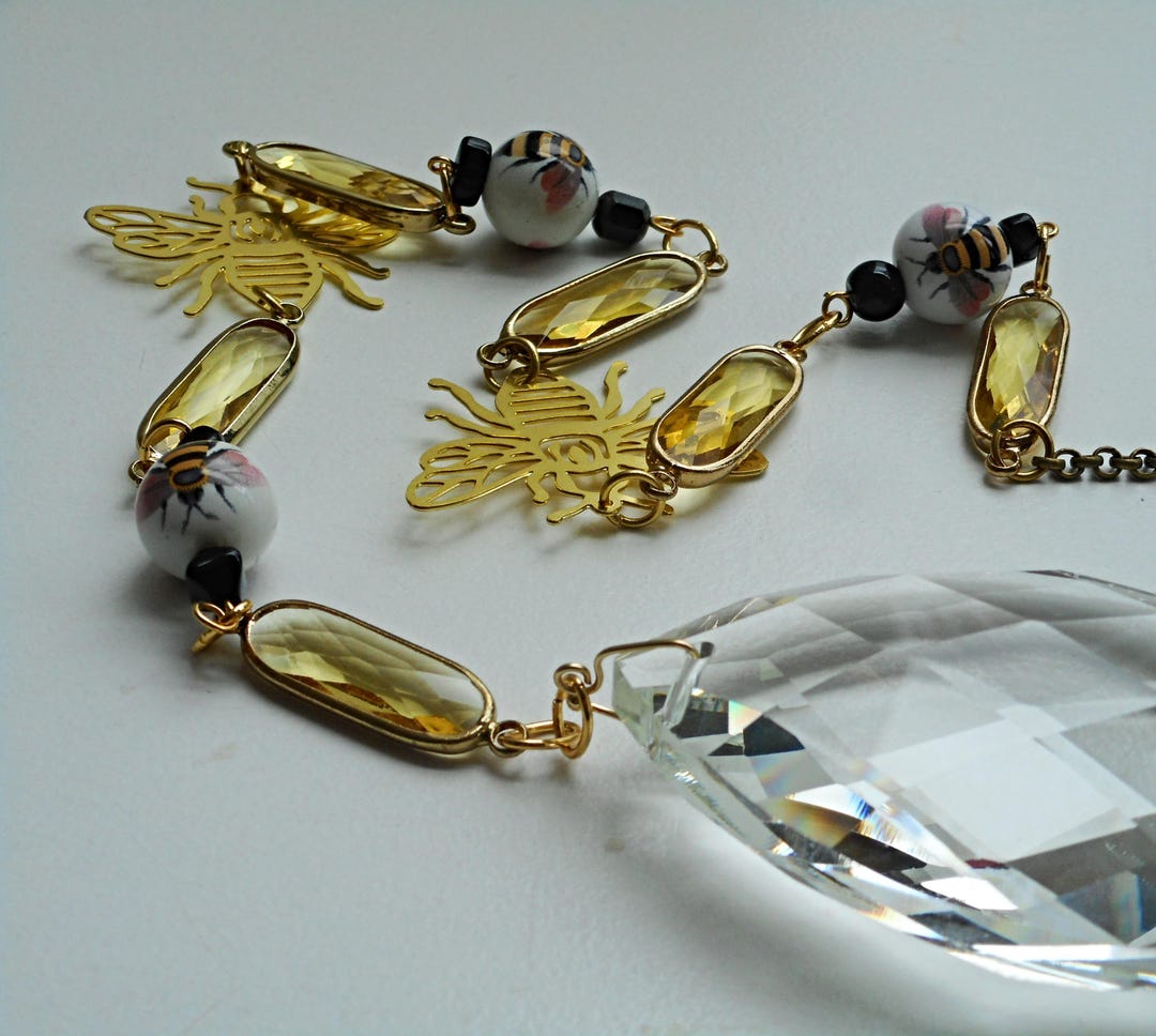 Bee Suncatcher Featuring Bee Beads and Brass Filigree Bees, Plus Honey ...
