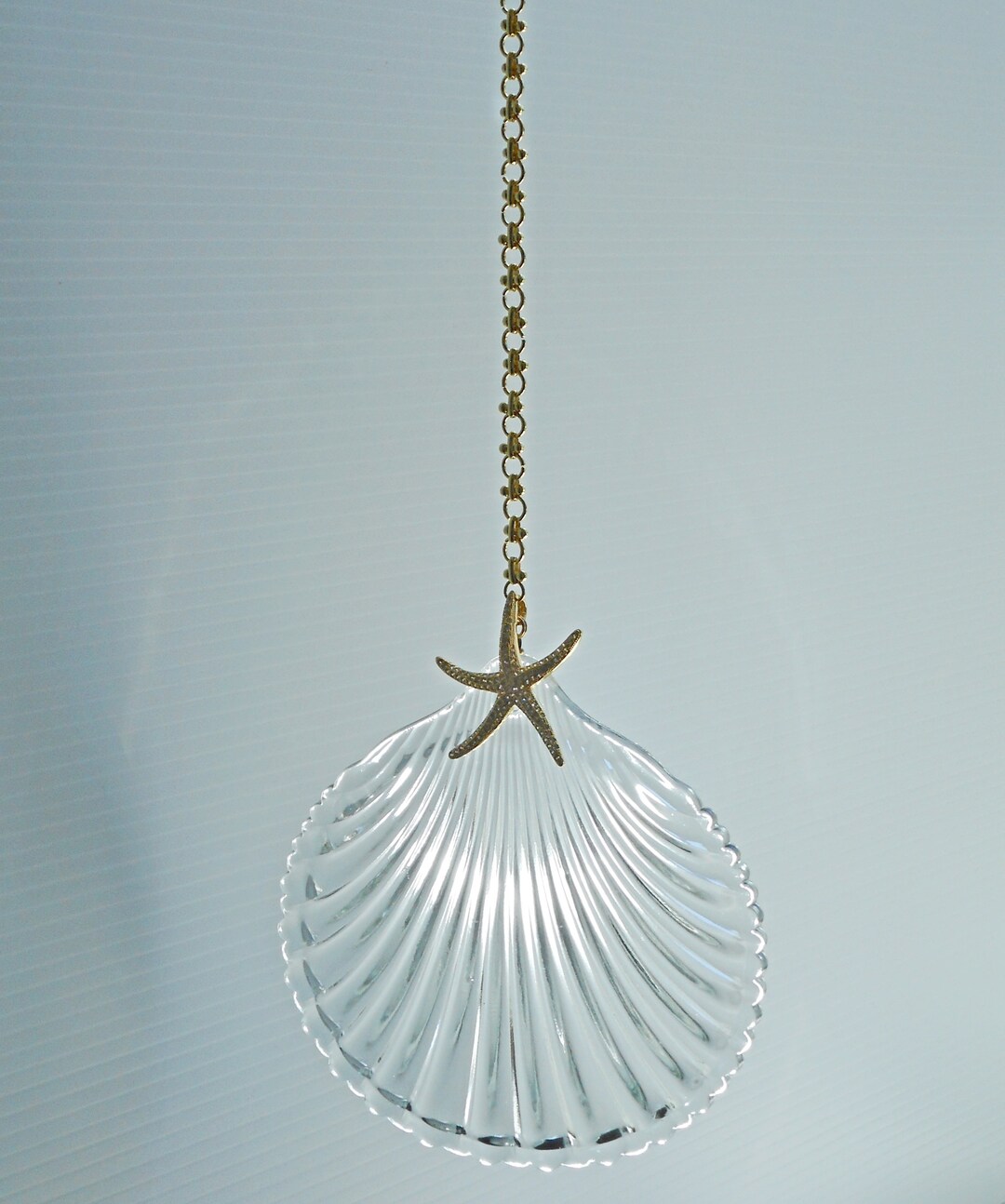 Big Glass Shell Window Accent for a Seaside Cottage. Extra Large Ocean ...