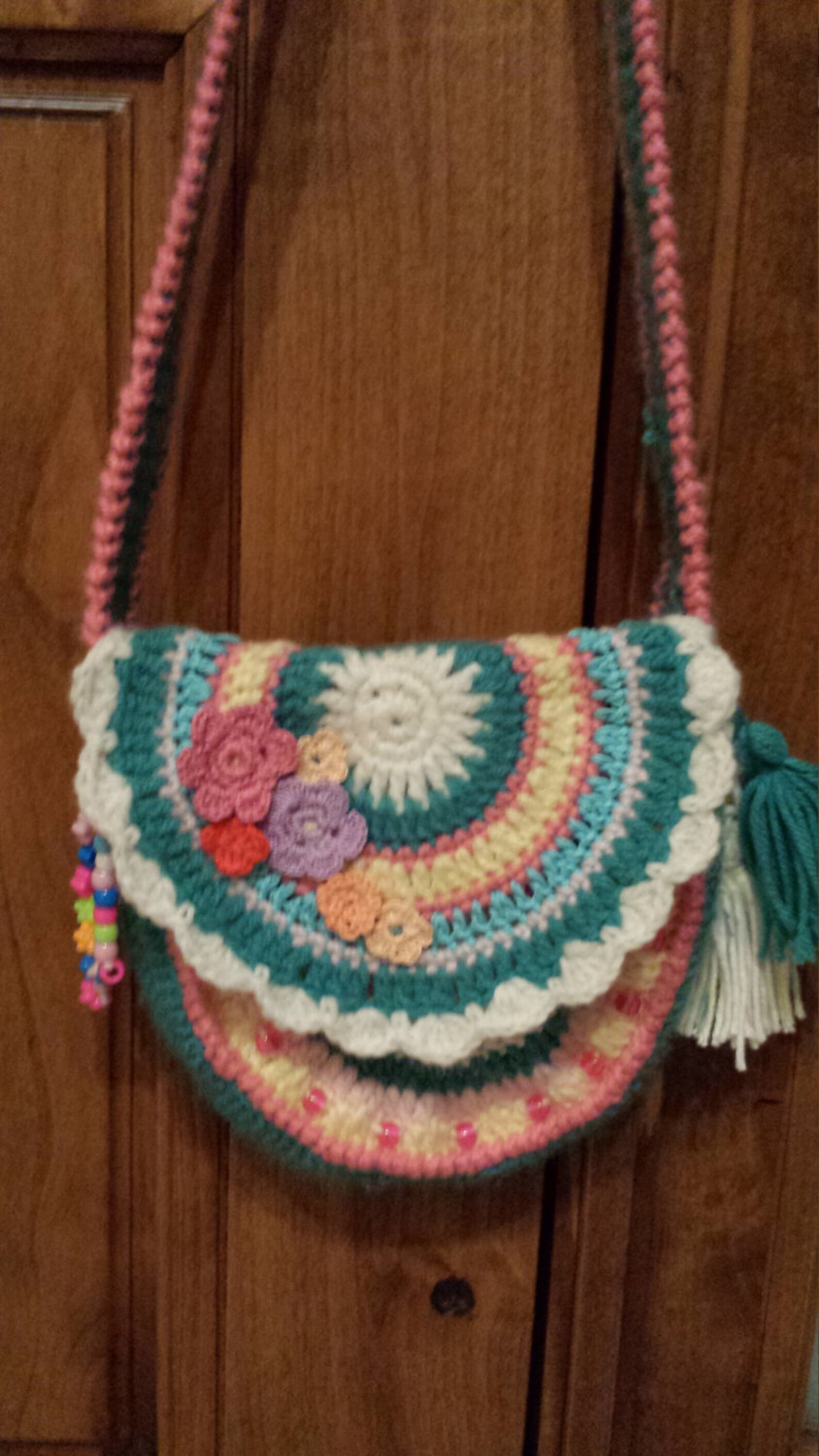 Vintage Style Cross Body Shoulder Multi Color Knitted Purse for Little ...