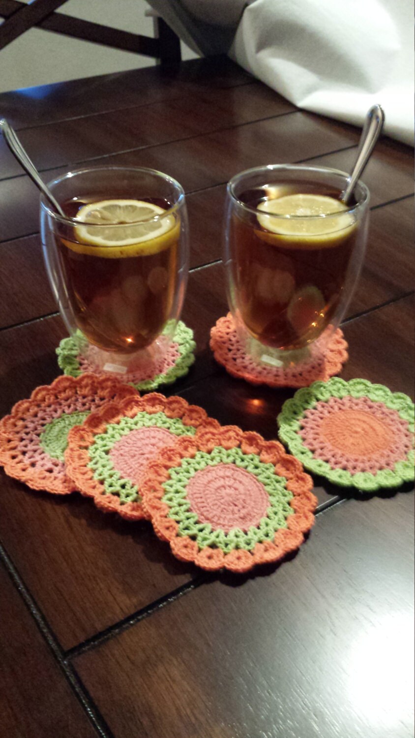 Crochet Coasters - Drink Coasters - Doily Coaster Set - Handmade ...