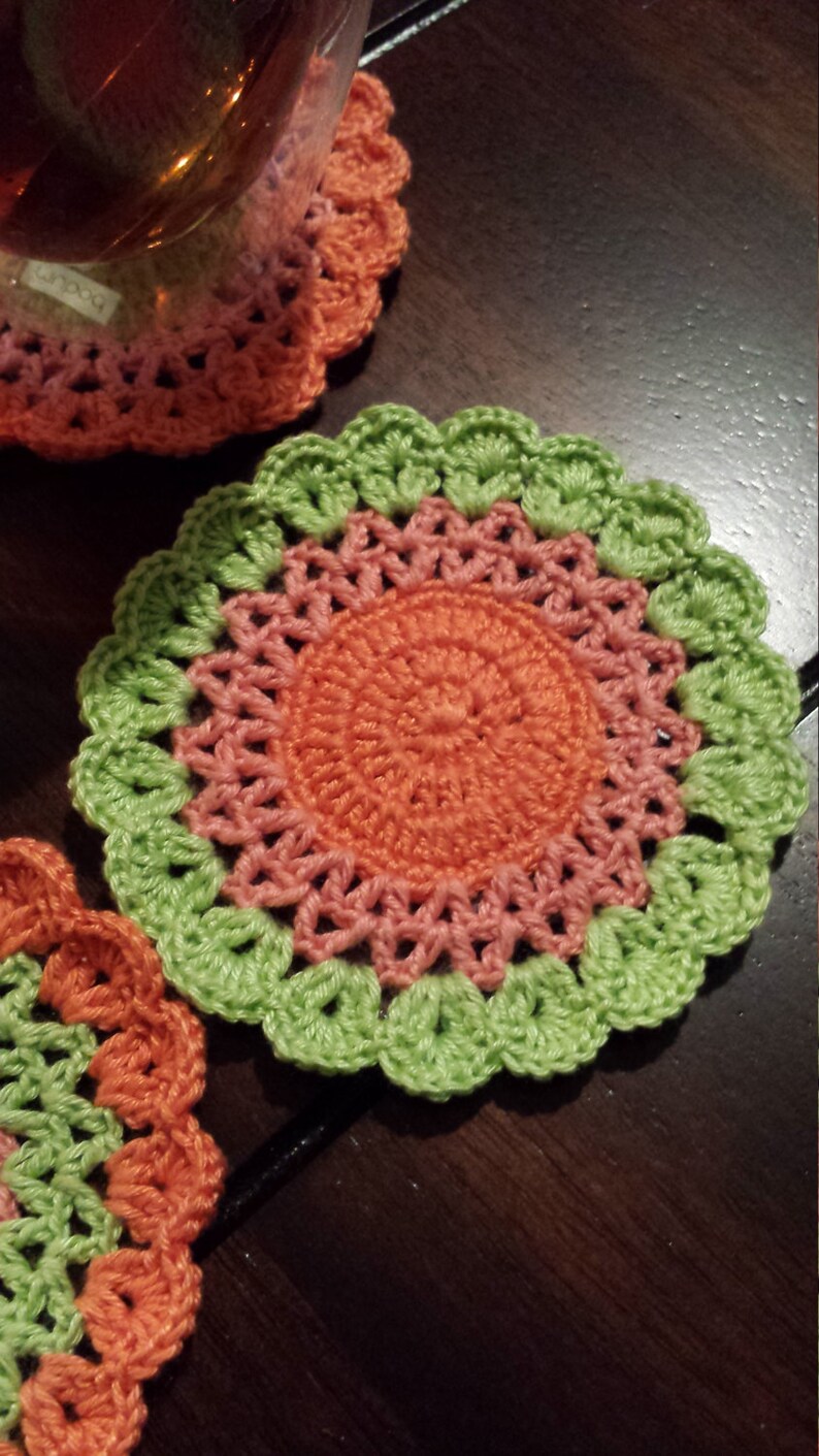 Crochet Coasters - Drink Coasters - Doily Coaster Set - Handmade ...