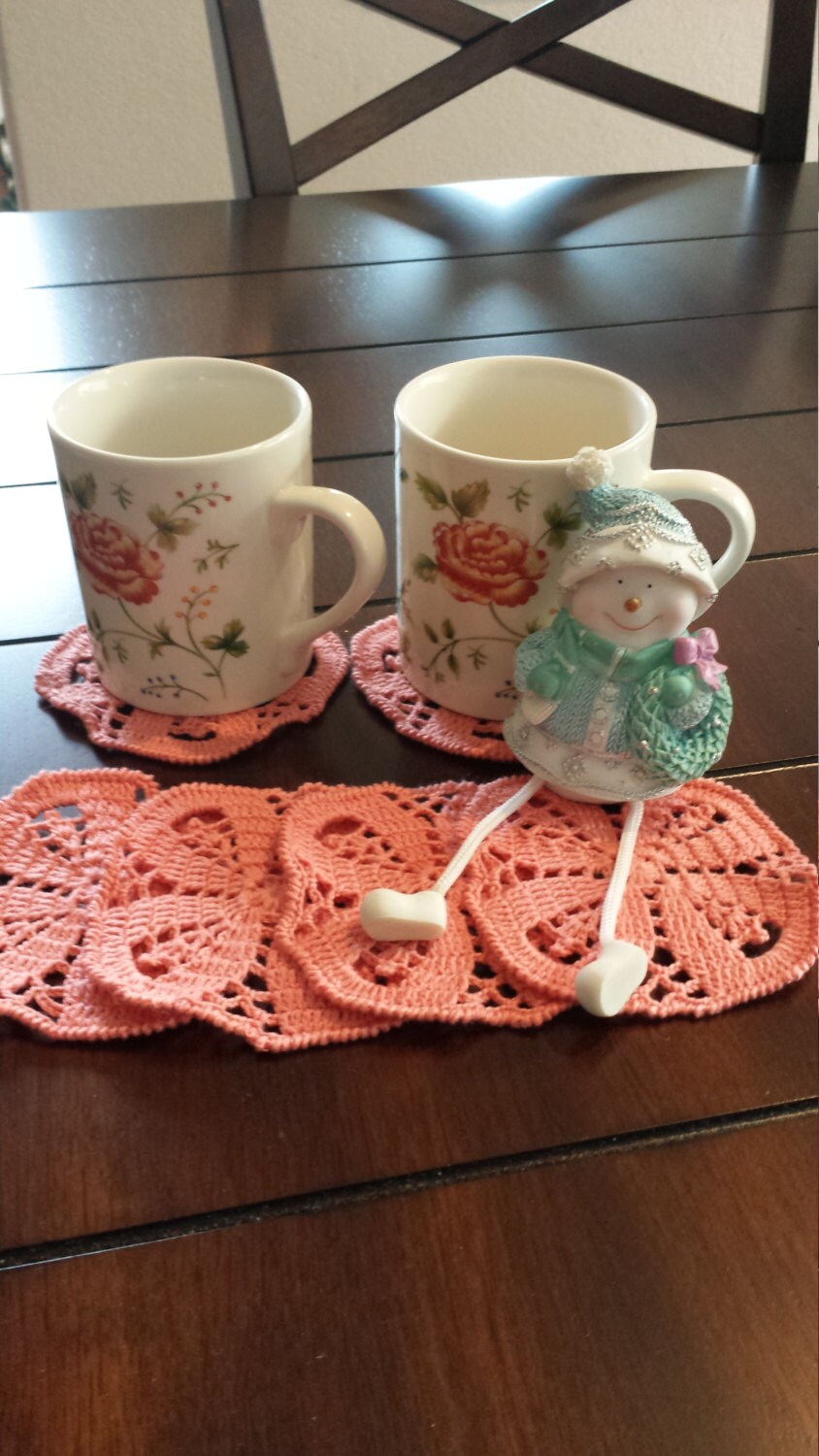 Crochet Coasters Drink Coasters Doily Coaster Set Handmade Coasters ...