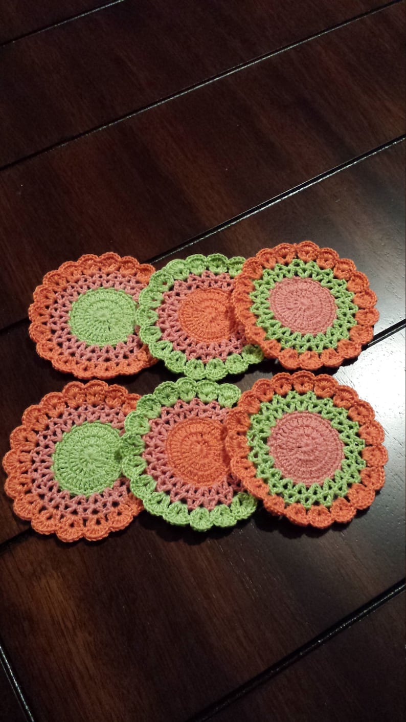 Crochet Coasters - Drink Coasters - Doily Coaster Set - Handmade ...