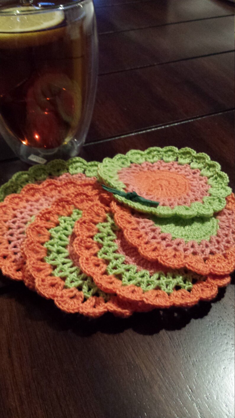 Crochet Coasters - Drink Coasters - Doily Coaster Set - Handmade ...