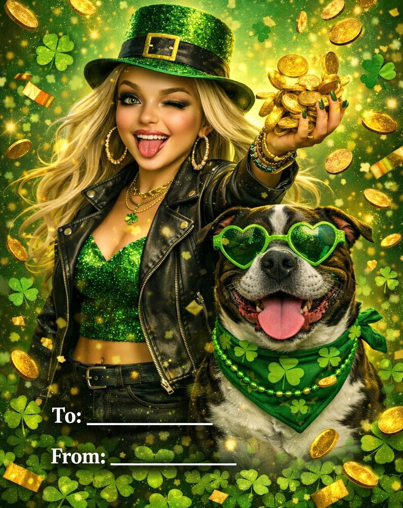 Funny St Patricks Day Pitbull Card, Lucky Dog Greeting (instant ...