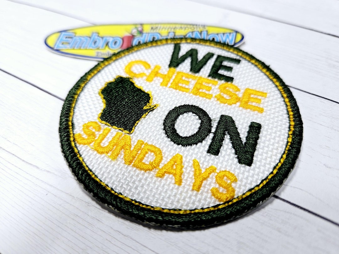 Packers We Cheese on Sunday 3X3 Round Merrow Border Patch-wisconsin Patch Football Patch-custom ...