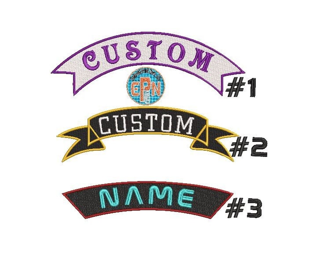 Custom Embroidered Baner Small Rocker Name Motorcycle Vest Patch ...