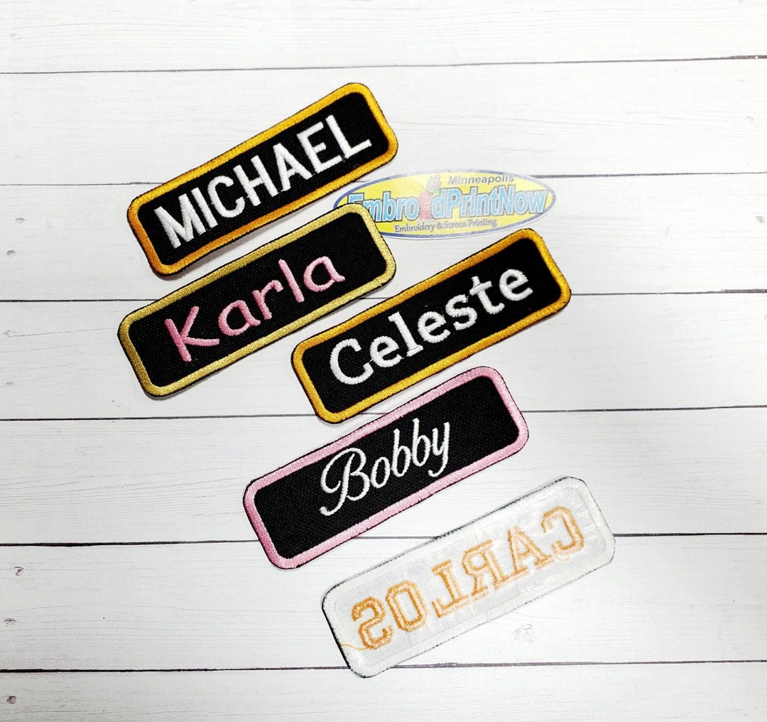 Name Tag Iron on Twill Personalized 1 X 4 Name Tag Embroidered Patch - Etsy
