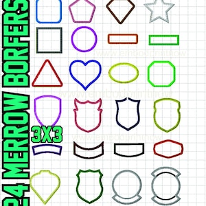 3" Faux Merrow Rectangular Patch Border 3X1.50 Digital Embroidery Files ...