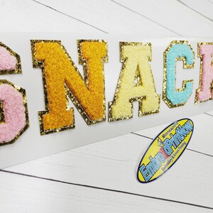 Snacks Letters Chenille and Glitter Border Desing Iron on Patch Iron on Letters - Etsy