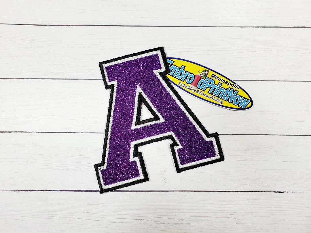 3 Inches Varsity Bold Letter Font Sparkle Glitter Flake 2 Color Border ...