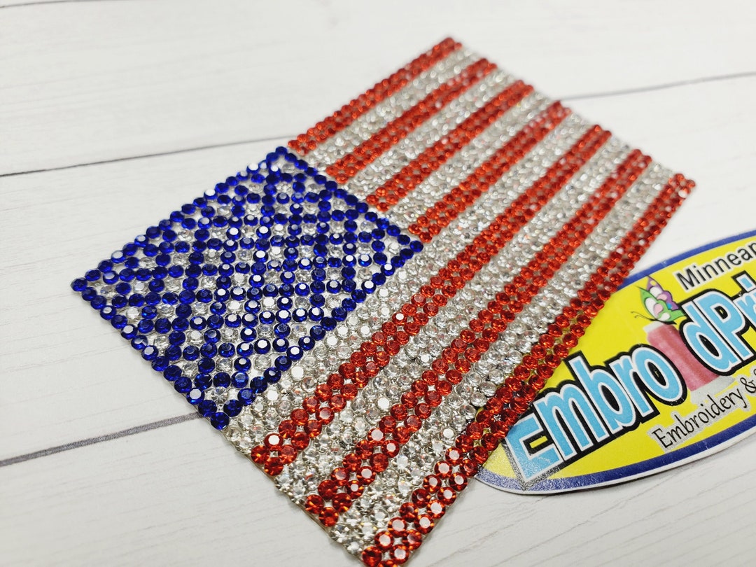 Rhinestone USA Flag 3.25X2 Iron on Patch for Hoodies Jackets Bags - Etsy