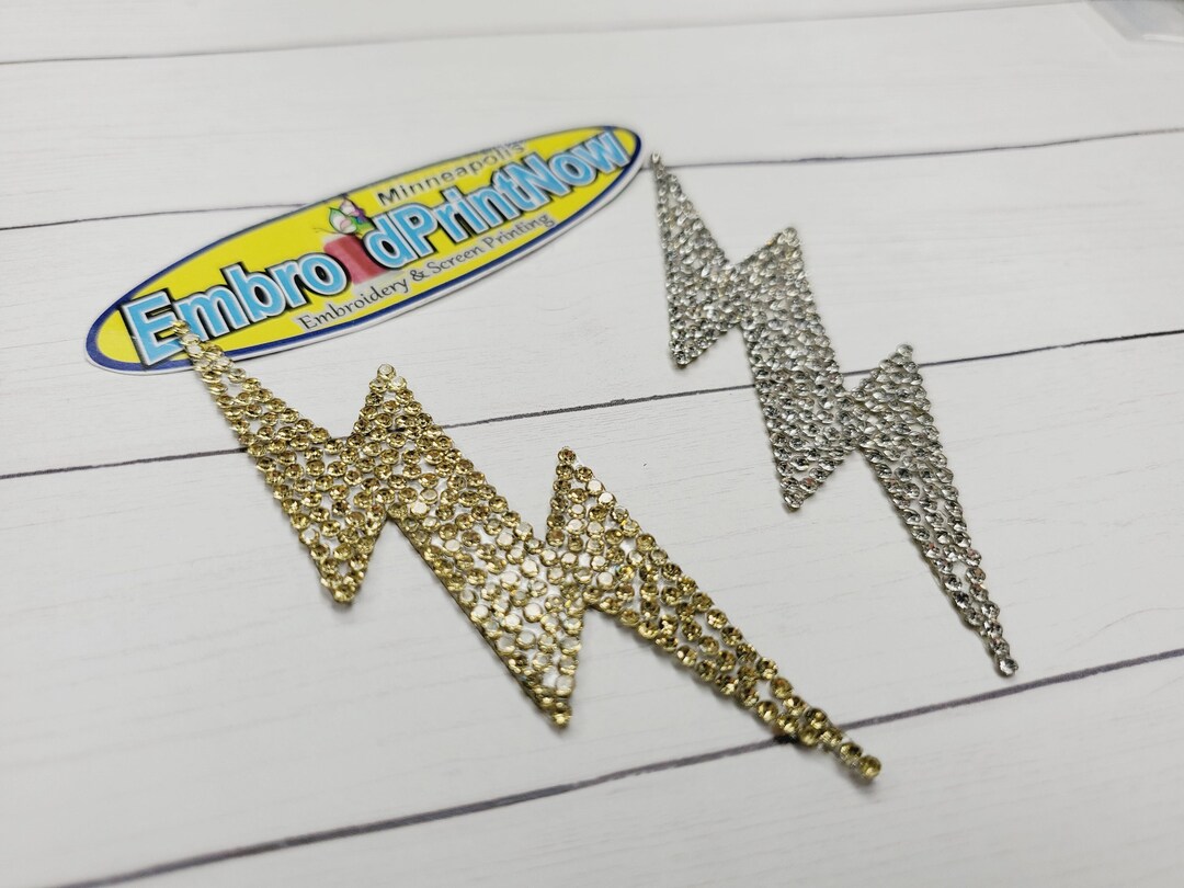 Rhinestone Lightning Strike Bolt Thunder Size 3X1 Iron on Patch for ...