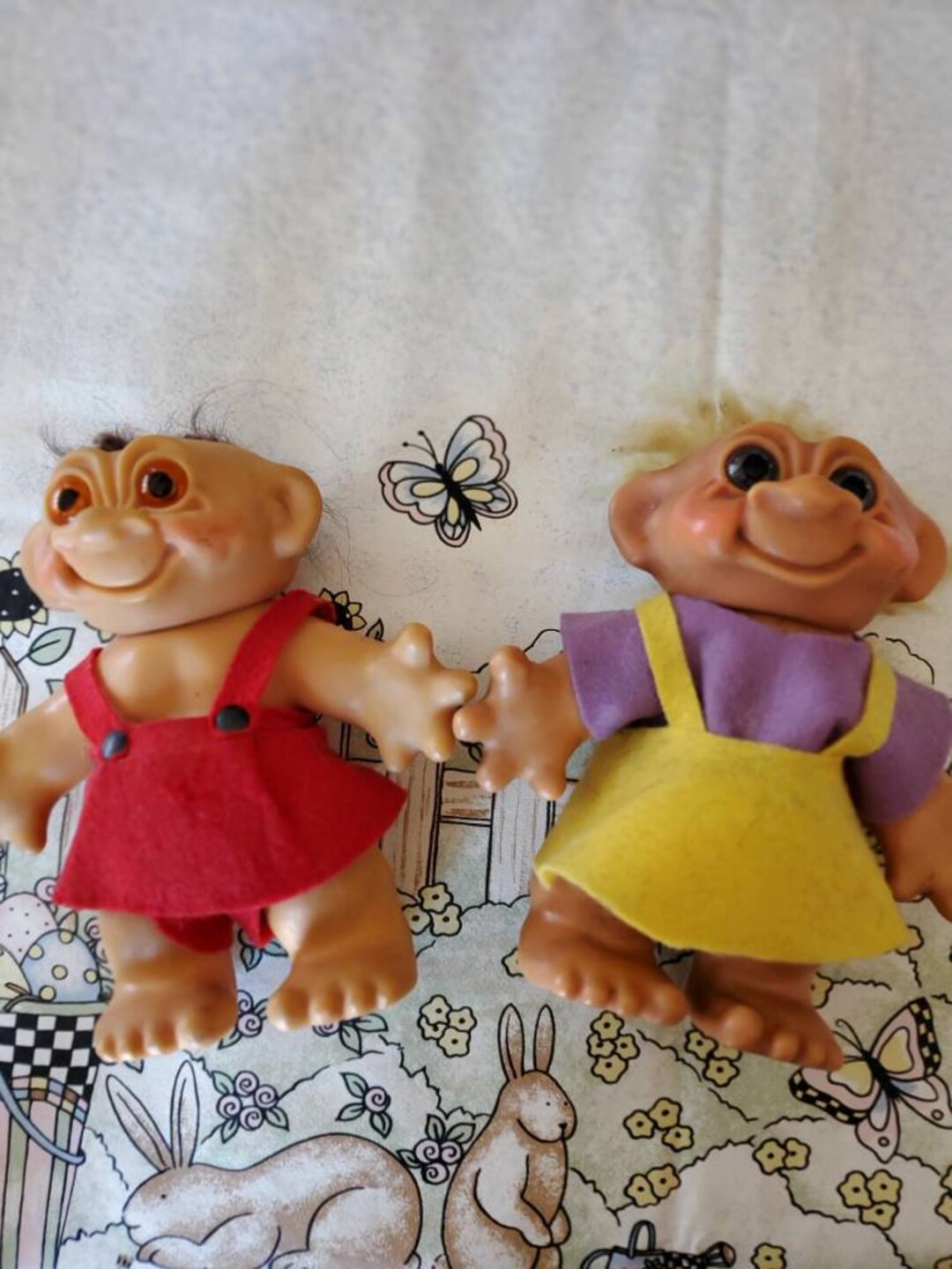 Dolls TROLLS 2 DAM Hard Vinyl Felt Lambs Wool Large 1960's Denmark All ...