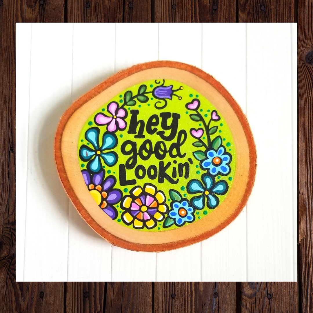 Hey Good Lookin, Hey Good Looking, Lime Green Decor, Wood Magnets, Hand ...