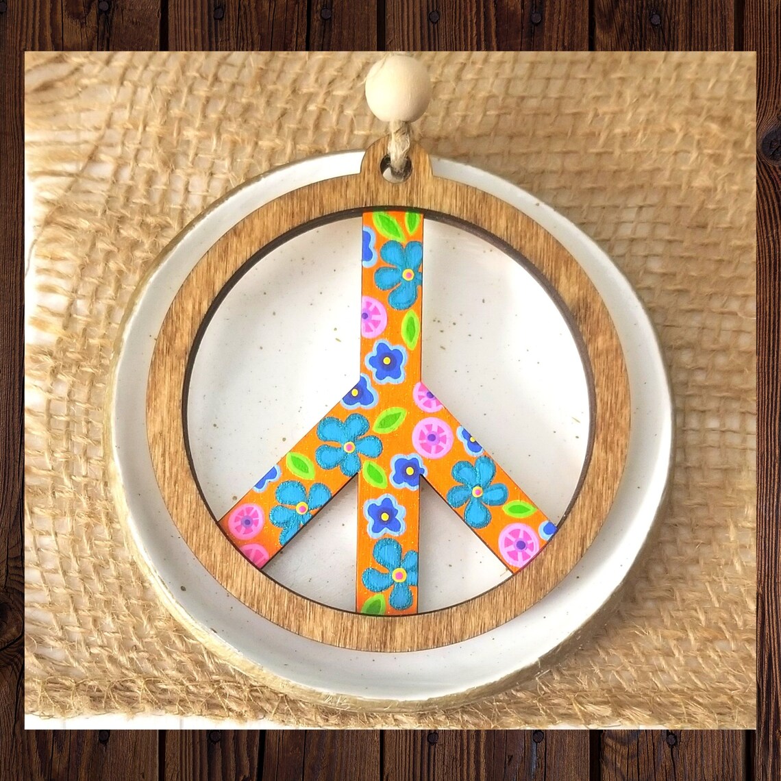 Peace Sign Ornament Wood Peace Sign Christmas Peace Sign - Etsy