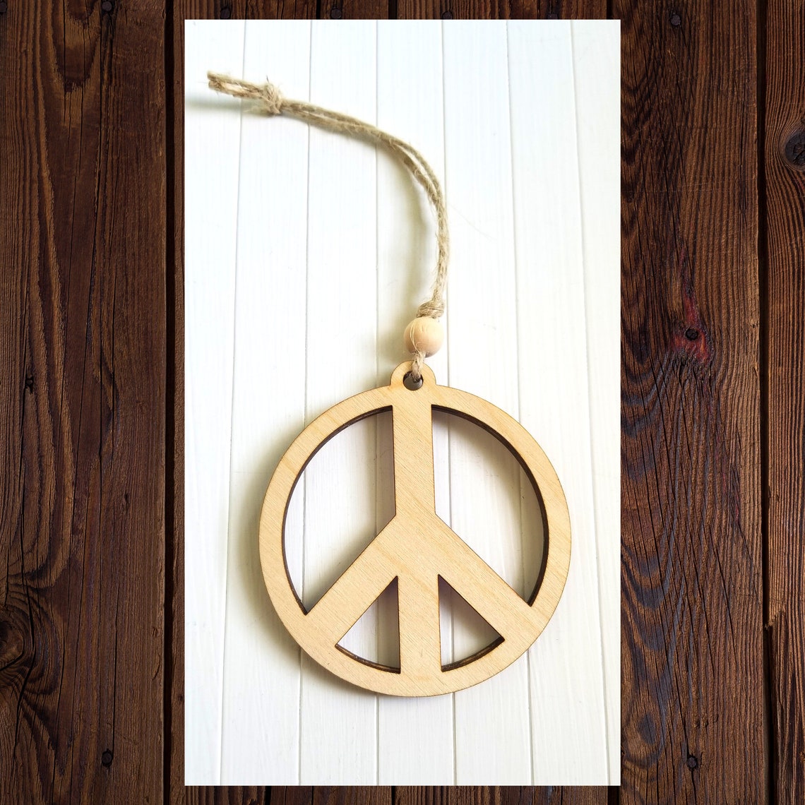 Peace Sign Ornament, Wood Peace Sign, Christmas Peace Sign, Hippie ...