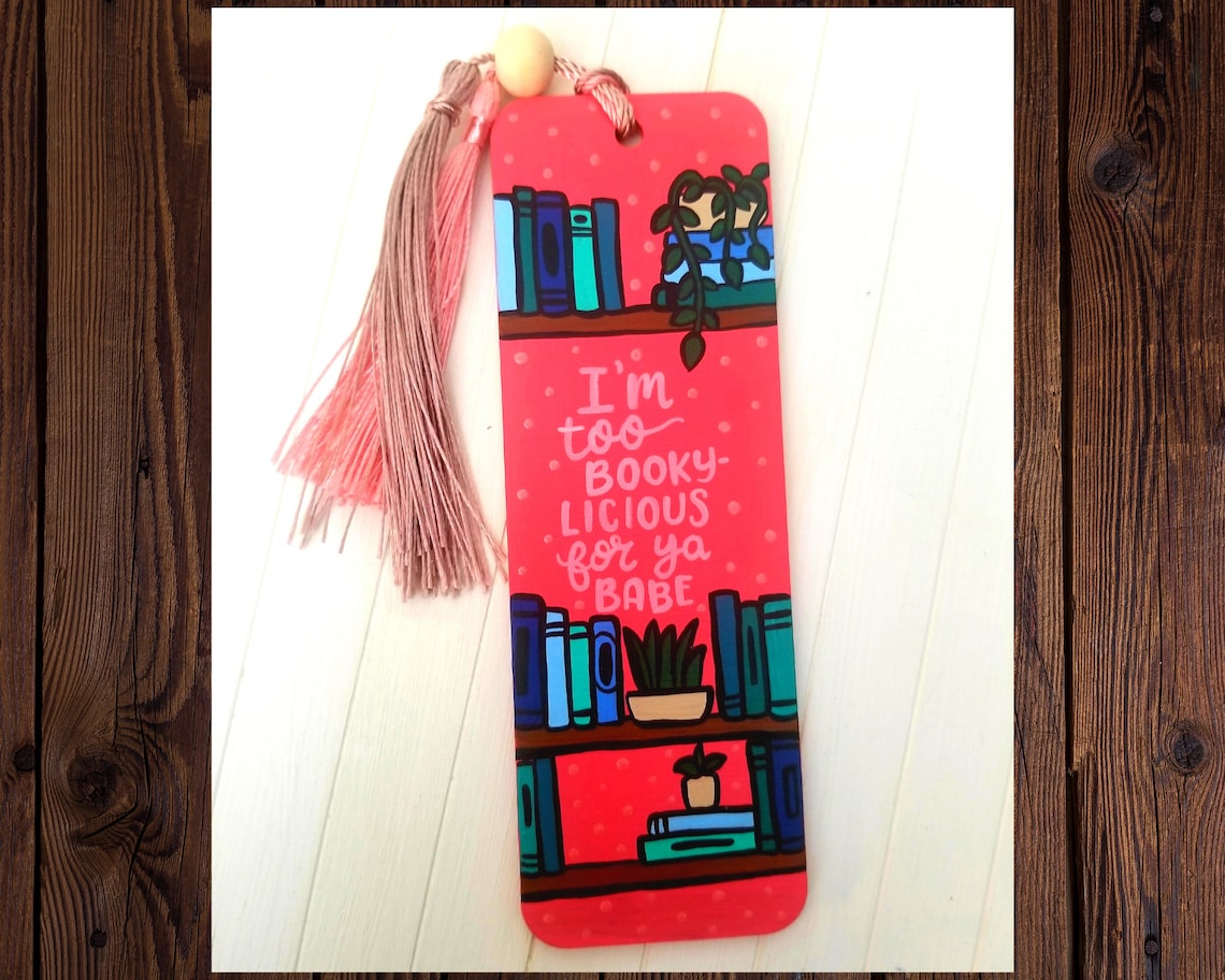 Funny Bookmark Sturdy Bookmark Wood Bookmark Hand Painted | Etsy