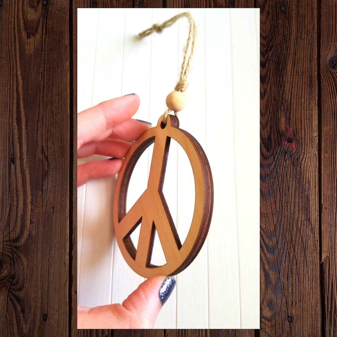 Peace Sign Ornament Wood Peace Sign Christmas Peace Sign - Etsy