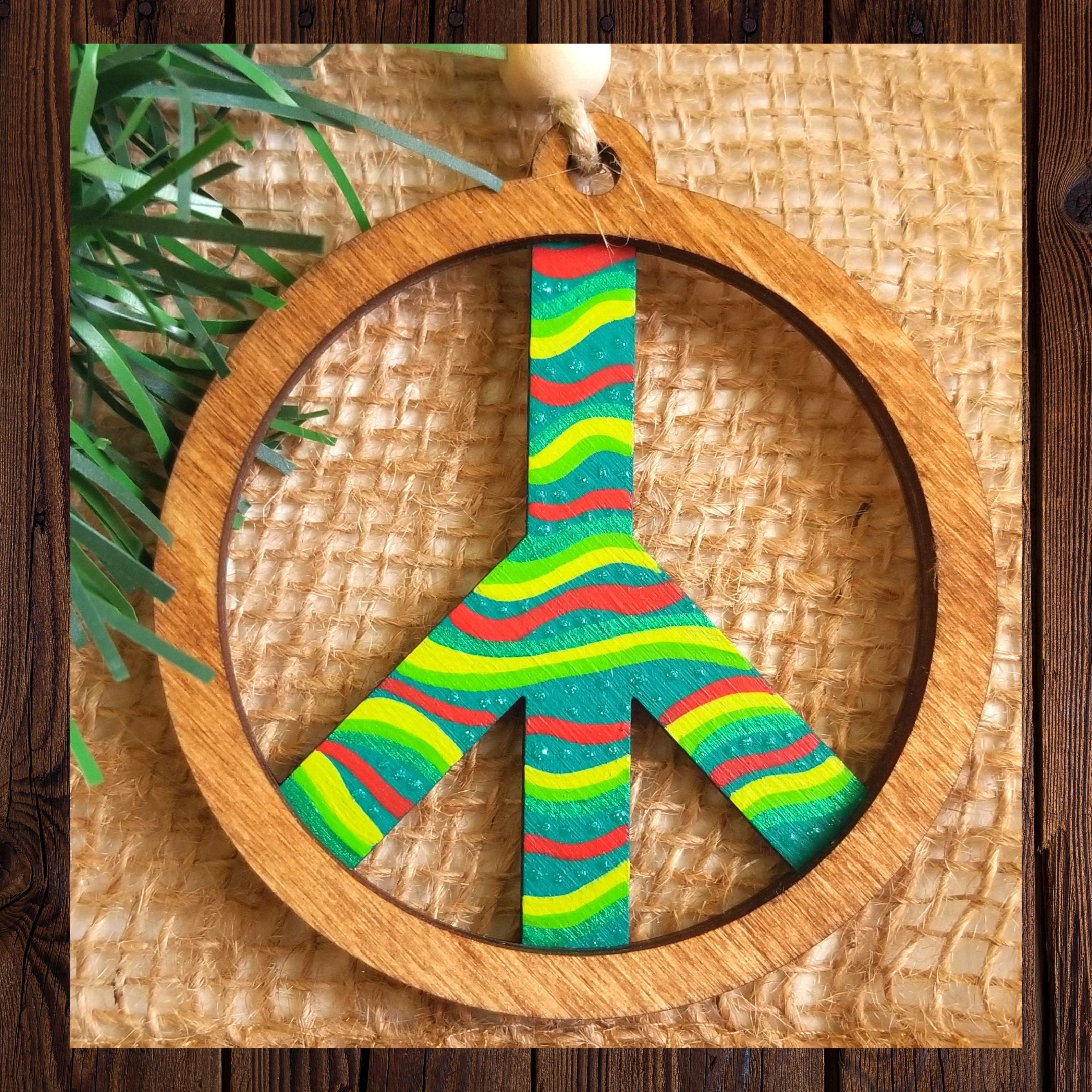 Peace Sign Ornament, Wood Peace Sign, Christmas Peace Sign, Groovy ...