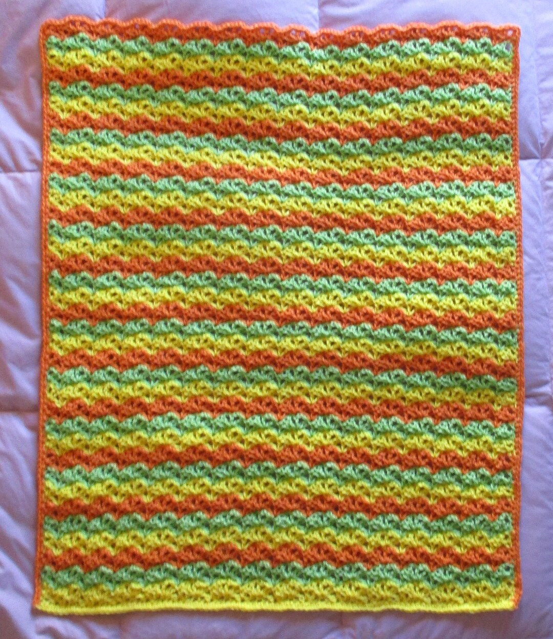 Striped Citrus Color Blanket, 27" X 34" Citrus Stripe Afghan ...