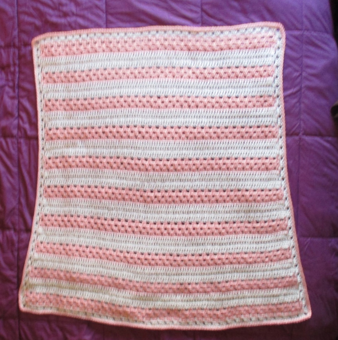 Irregular Crochet Baby Afghan 32 X 37 Blanket, Caron Acrylic Yarn ...