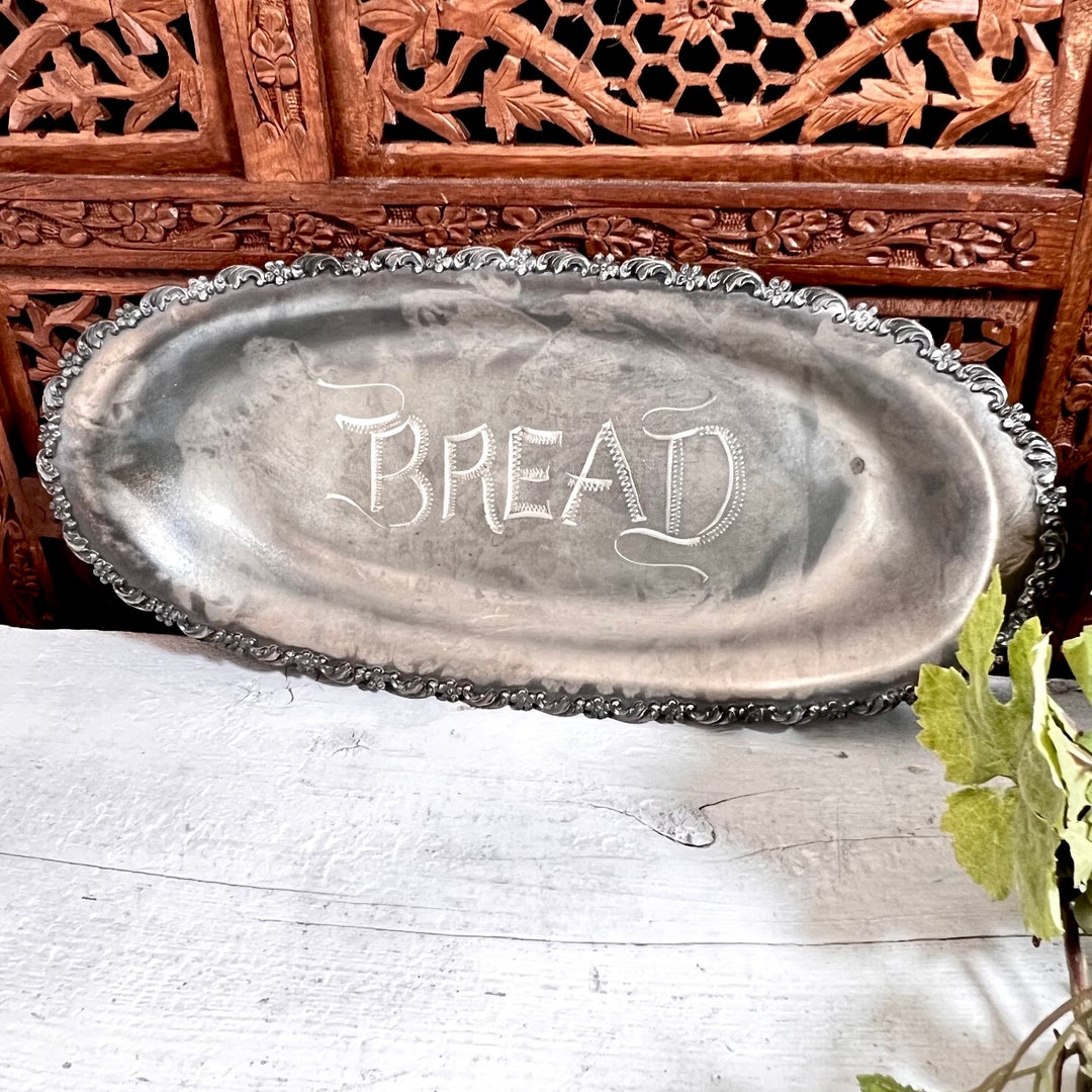 Worn Silver Plated Oval Bread Plate Worn Aged - Amsterdam Silver Co ...