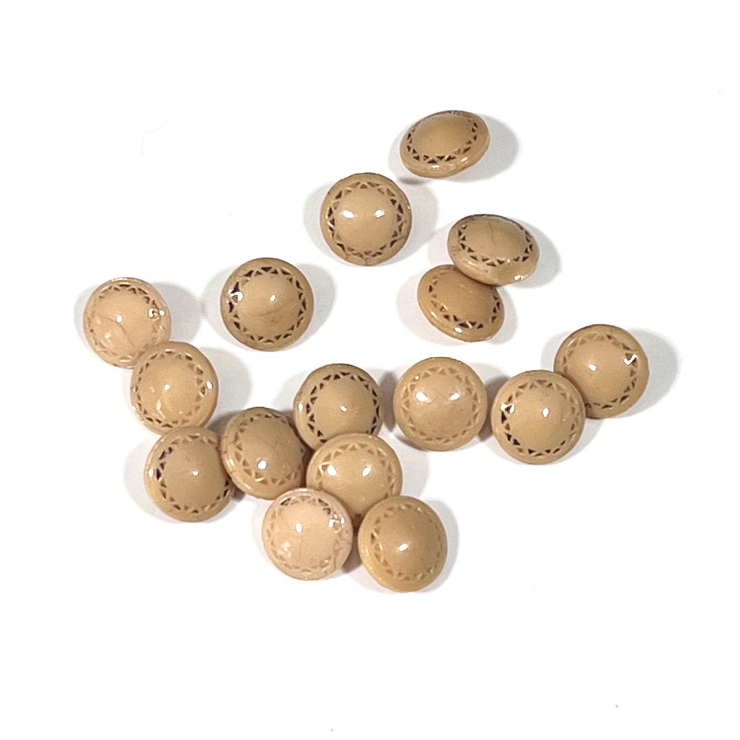 16 Tiny Glass Beige Tan Buttons Vintage / Antique - Rework Sewing ...