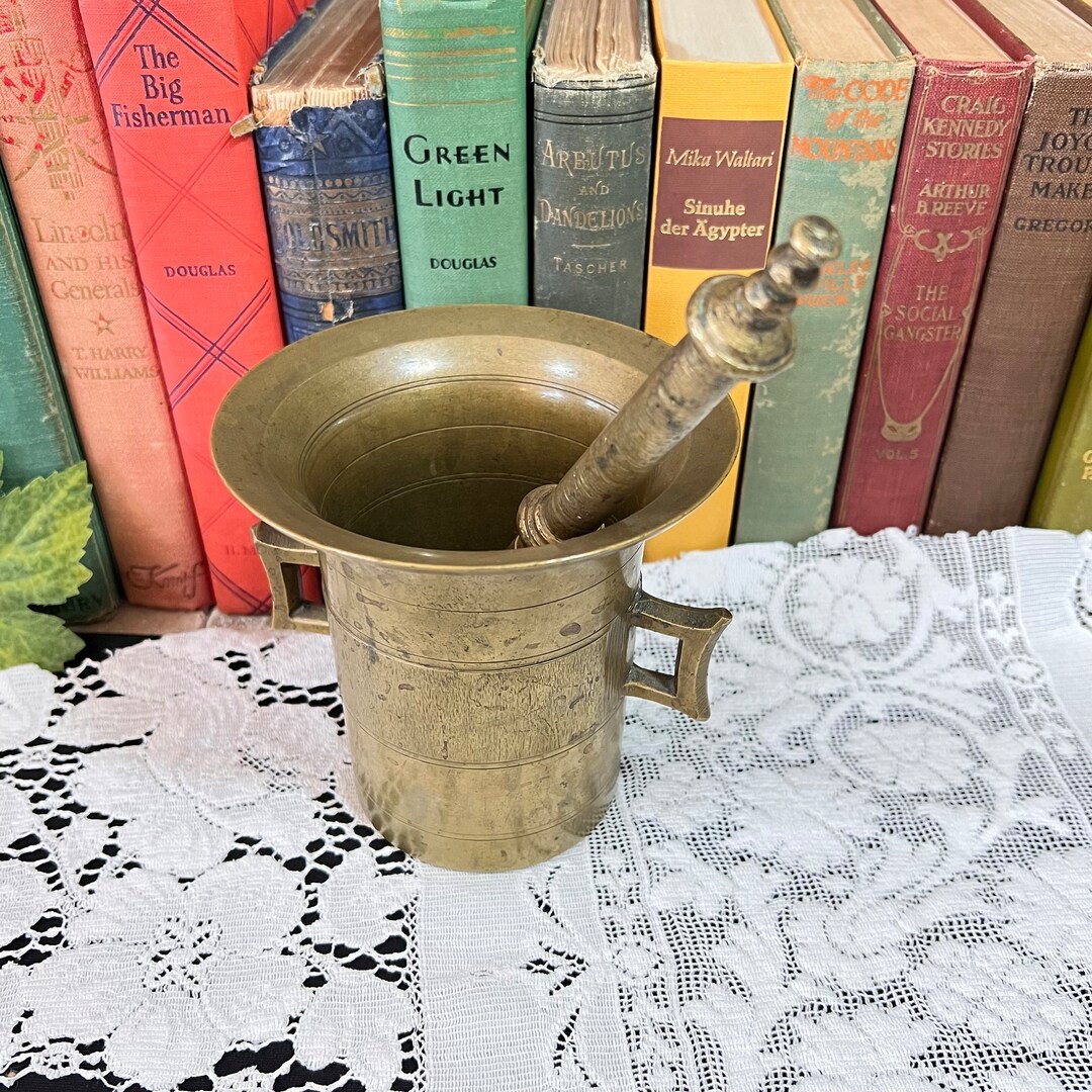 Brass Mortar and Pestle 5 H Kitchen Apothecary Display Prop Pharmacist ...