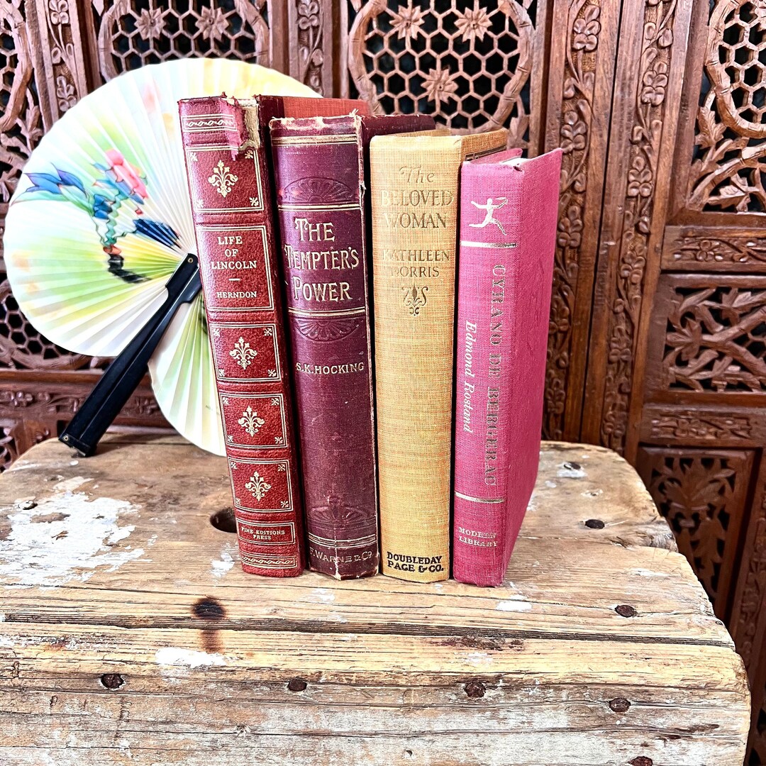 Decorative Book Bundle, Set, Collection Vintage Decor, Display, Shelf ...