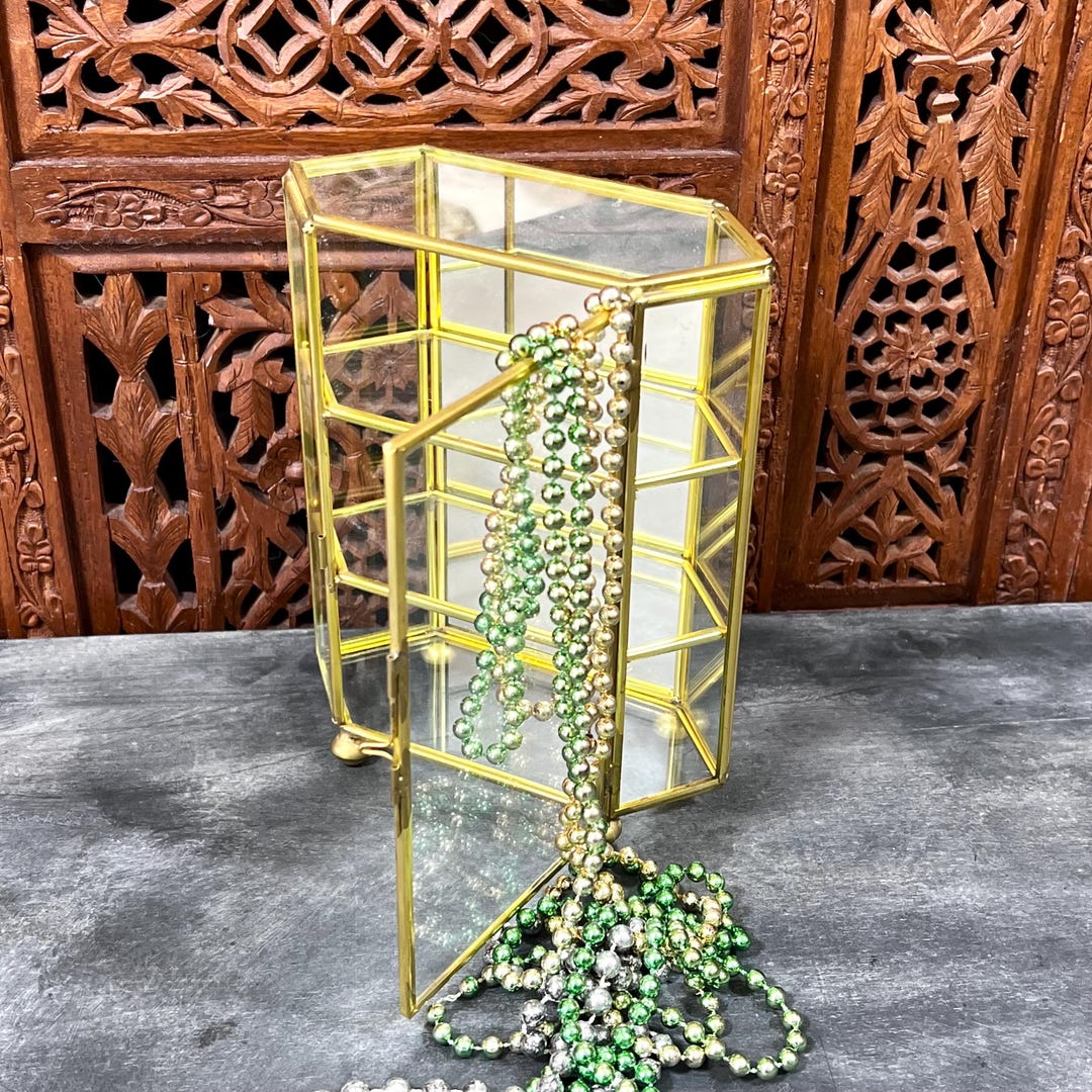 Vintage Glass , Mirror and Brass Display Case - Tabletop Small Curio ...