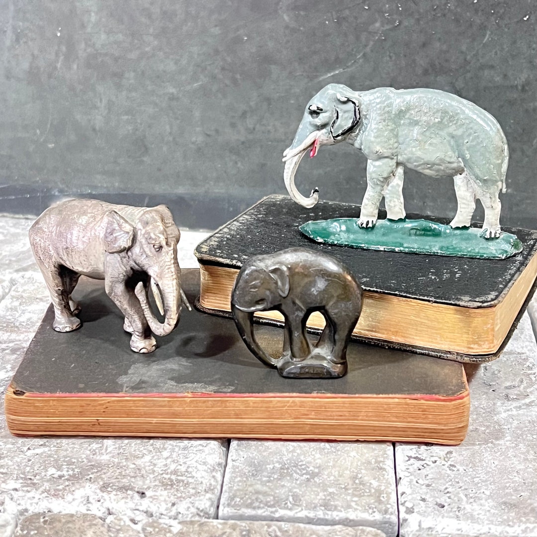 3 Small Metal Elephant Figurines - Vintage Little Statues - Tiny Gifts ...