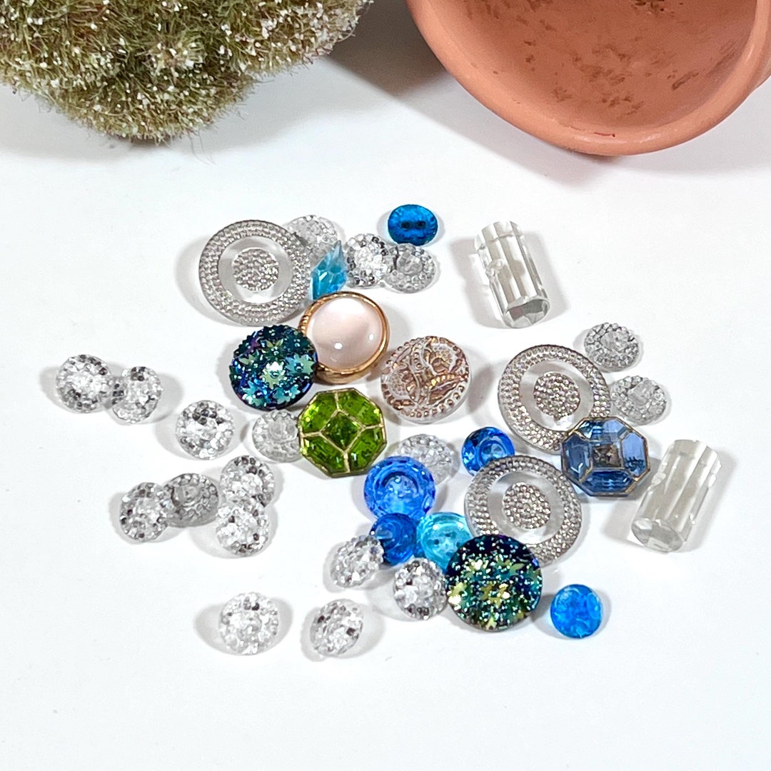 Sparkling Buttons Vintage / Antique Buttons - Colored and Clear Glass ...